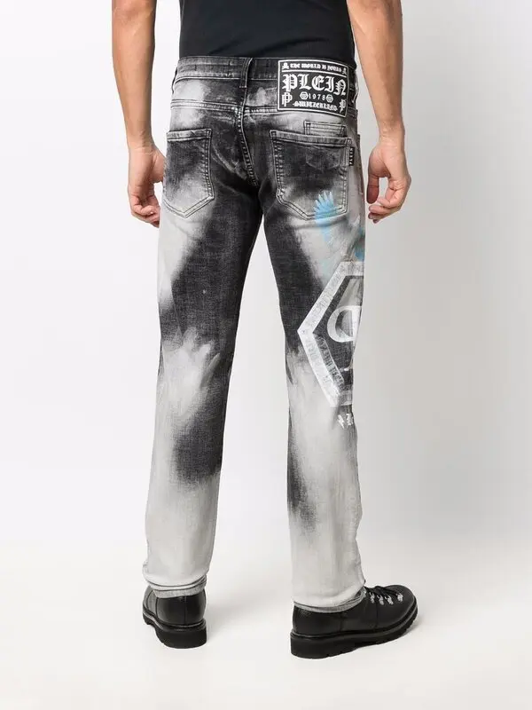 Philipp Plein Bleached Straight-leg Trousers