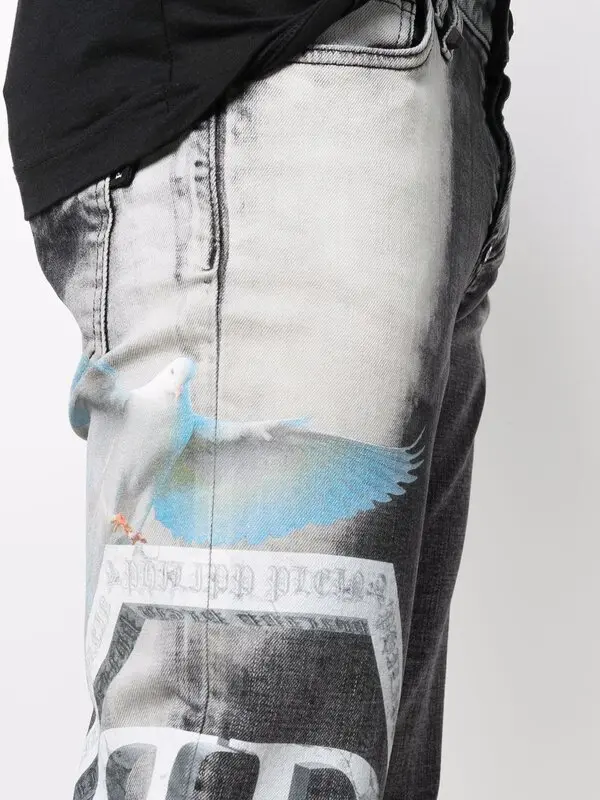 Philipp Plein Bleached Straight-leg Trousers
