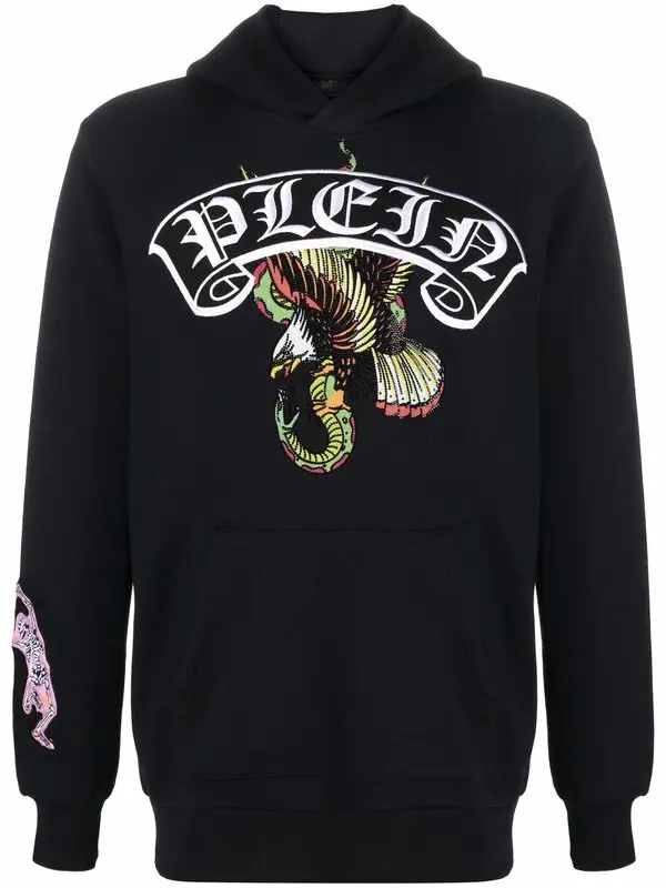 Philipp Plein Logo-print Pullover Hoodie - Black