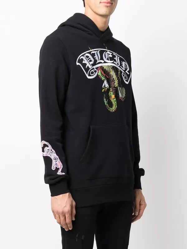 Philipp Plein Logo-print Pullover Hoodie - Black