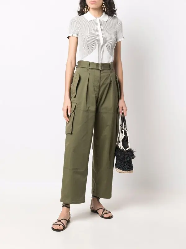 Alberta Ferretti High-waisted Belted Cargo Trousers
