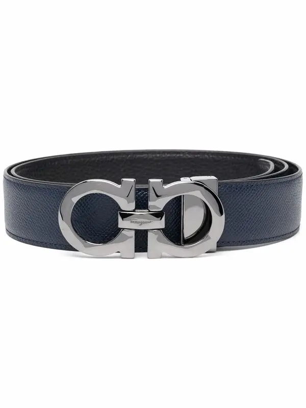 FERRAGAMO Reversible Gancini Belt - Blue