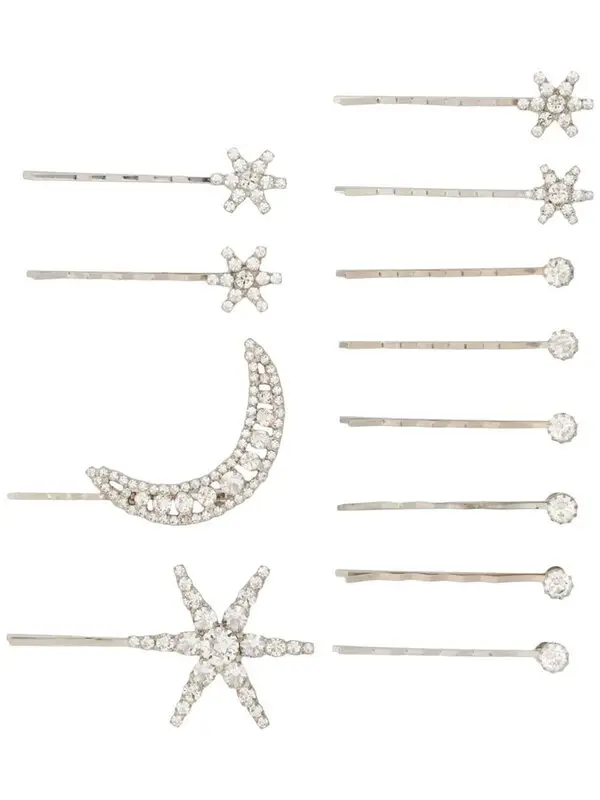 JENNIFER BEHR Supernova Crystal Hair Clip Set - Silver
