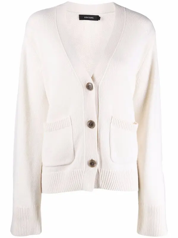 LISA YANG Danni V-neck Knitted Cardigan - White