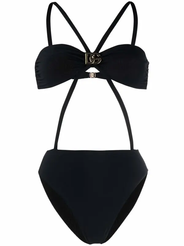 Dolce & Gabbana Logo Plaque Swimsuit - Black