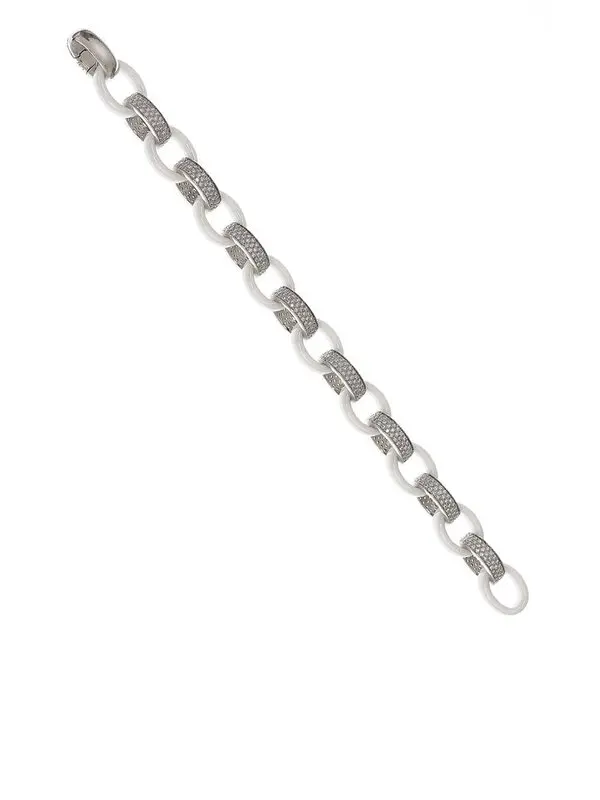 Monica Rich Kosann 18kt Gold Diamond Pavé Marilyn Link Bracelet - White