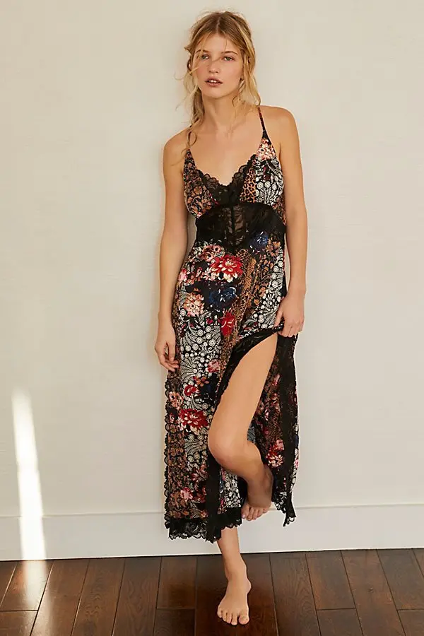 knee length dresses for ladies Free People Raise A Toast Midi Slip Black / M