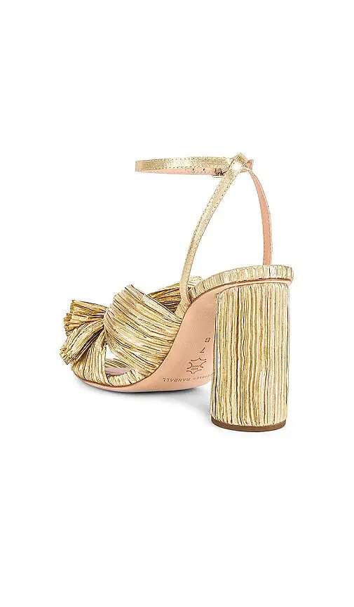 LOEFFLER RANDALL Camellia Bow Heel With Ankle Strap In Metallic - Gold