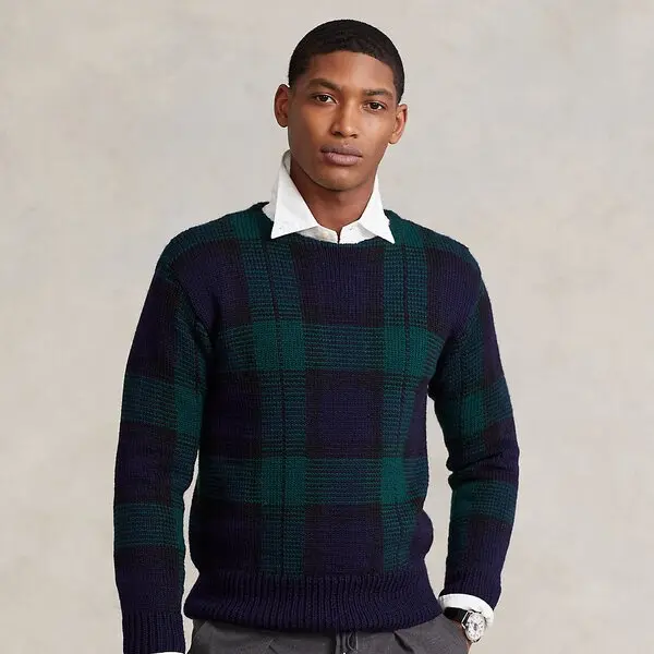 Ralph Lauren Tartan Wool Sweater In Blackwatch Plaid - 40% Off