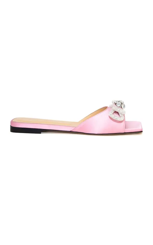Mach & Mach Double Bow Crystal-embellished Satin Sandals