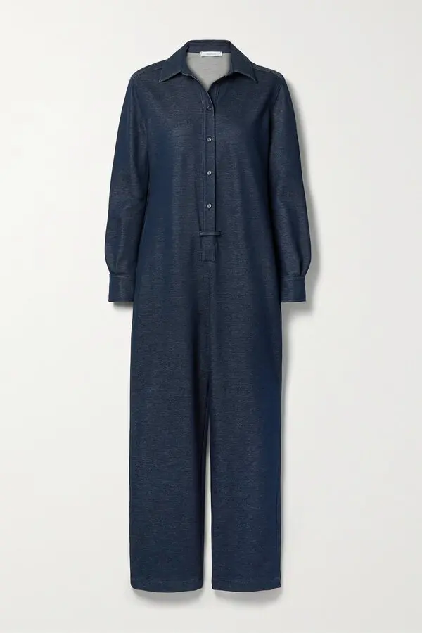 Max Mara Oggetti Cotton-blend Chambray Jumpsuit - Blue
