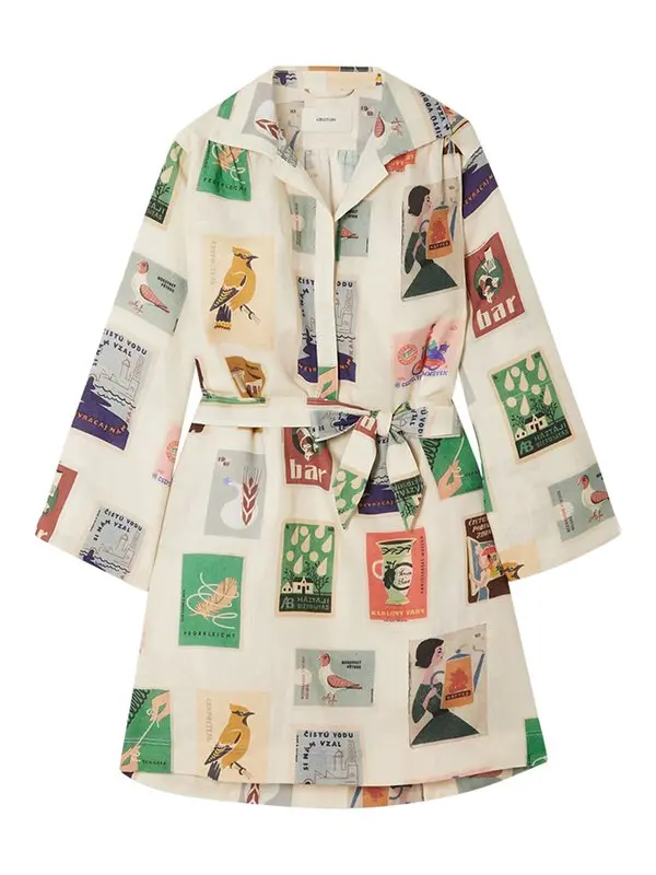 chinese dress ladies OROTON LINEN STRIPE SHIRT DRESS