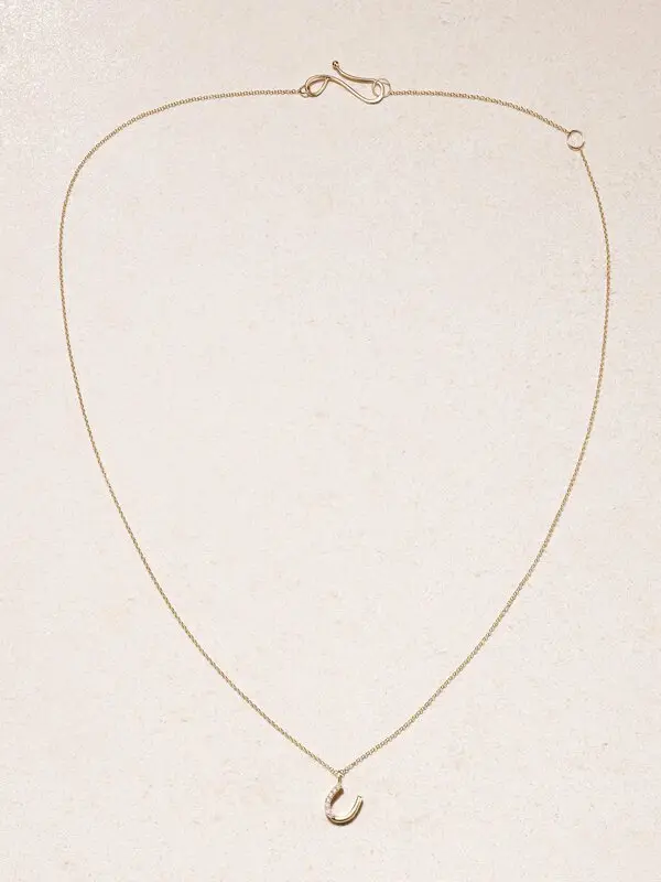 MELISSA JOY MANNING 14-karat Recycled Diamond Horseshoe Necklace