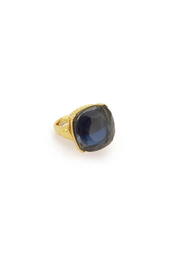 KENNETH JAY LANE Plated Ring With Sapphire Stone - Gold