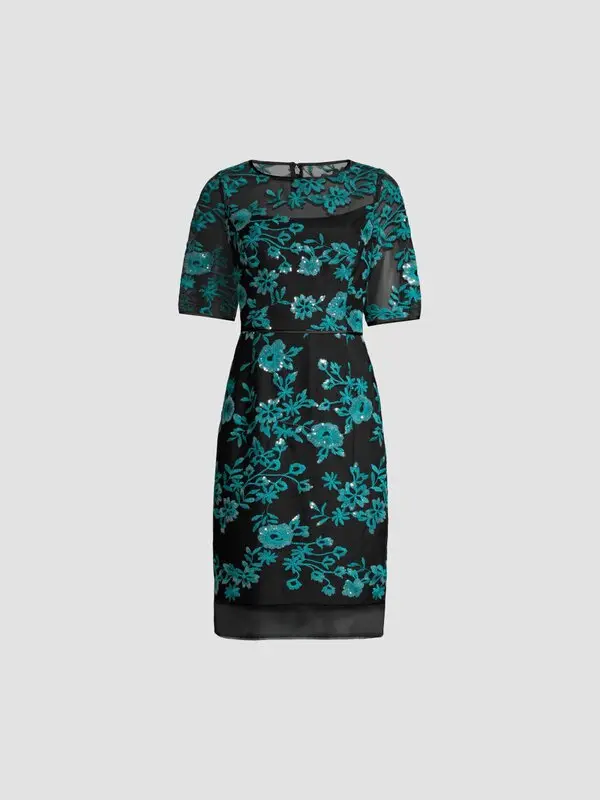 Shani Novelty Embroidered Illusion Dress