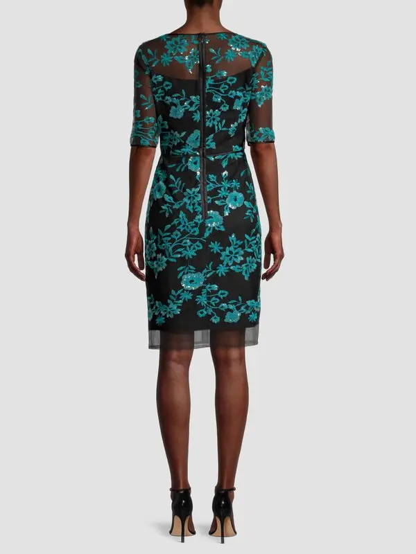 Shani Novelty Embroidered Illusion Dress