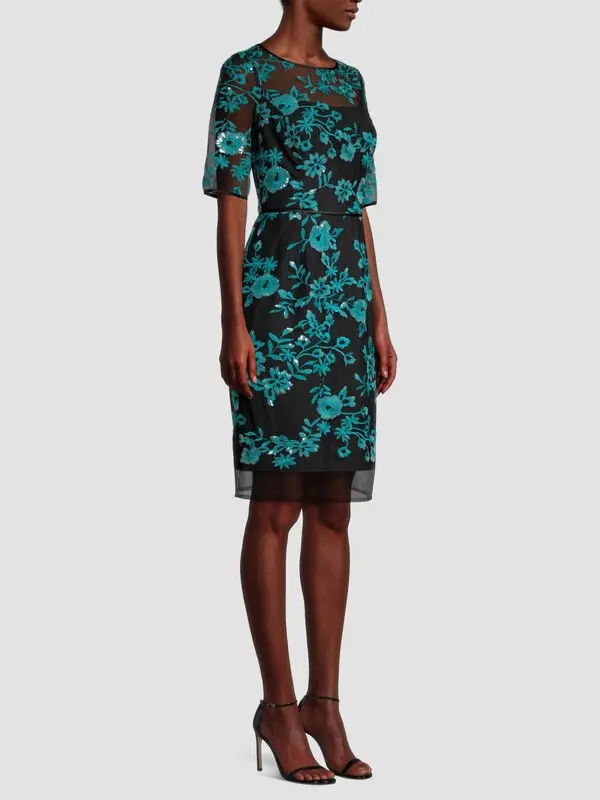 Shani Novelty Embroidered Illusion Dress