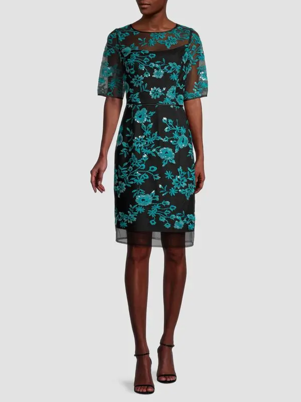 Shani Novelty Embroidered Illusion Dress