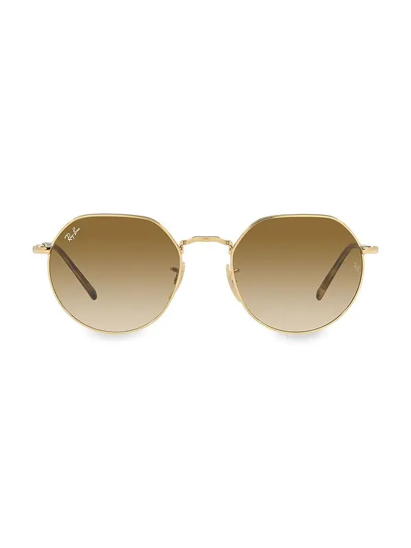 Ray-ban Rb3565 Jack 51mm Round Sunglasses - Gold Flash