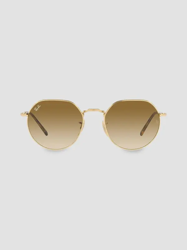Ray-ban Rb3565 Jack 51mm Round Sunglasses - Gold Flash