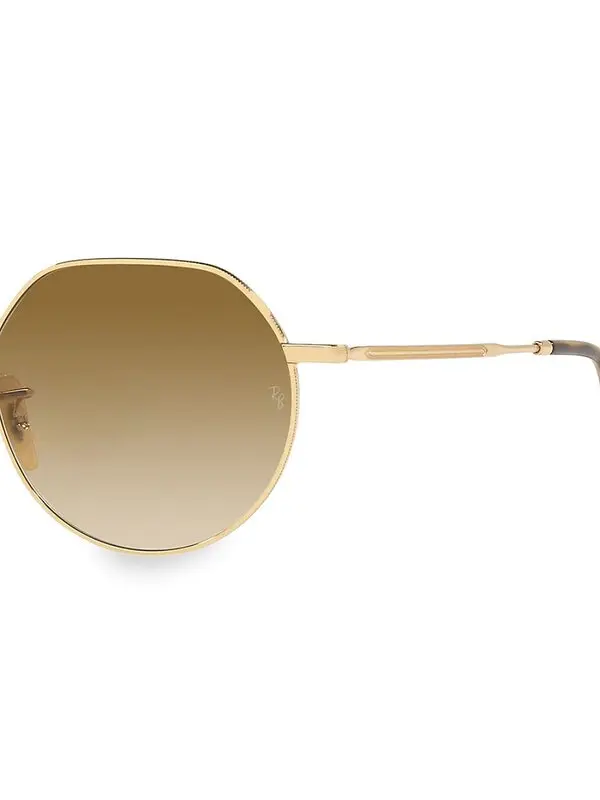 Ray-ban Rb3565 Jack 51mm Round Sunglasses - Gold Flash