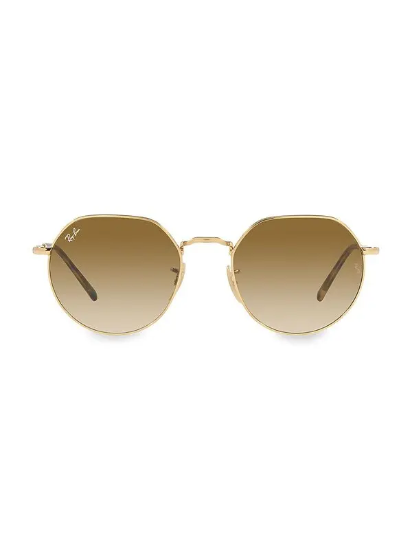 Ray-ban Rb3565 Jack 51mm Round Sunglasses - Gold Flash