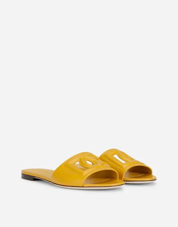 Dolce & Gabbana Calfskin Sliders - Yellow