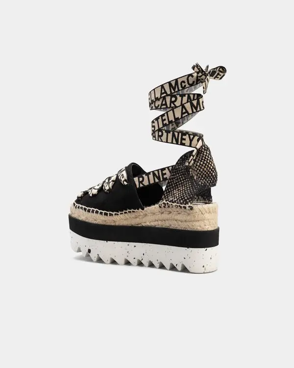 Stella McCartney Gaia Organic Canvas Espadrille Sandals - Deep Black