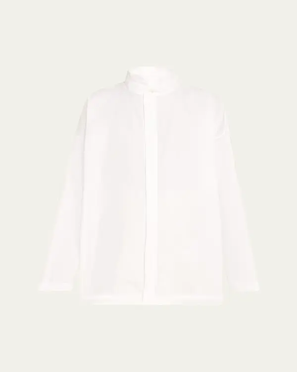 Eskandar Slim A-line Shirt With Stepped Insert - White