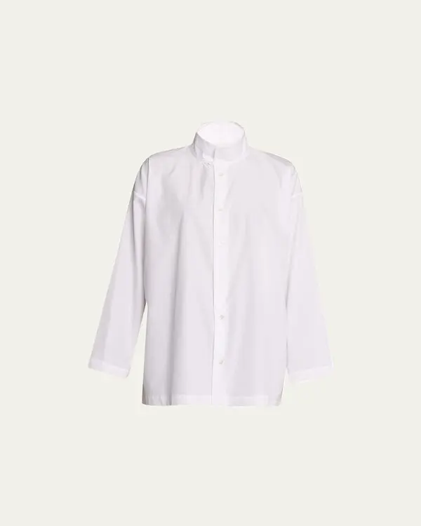 Eskandar Slim A-line Two Collar Shirt - White