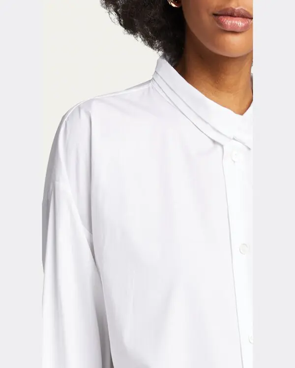 Eskandar Slim A-line Two Collar Shirt - White