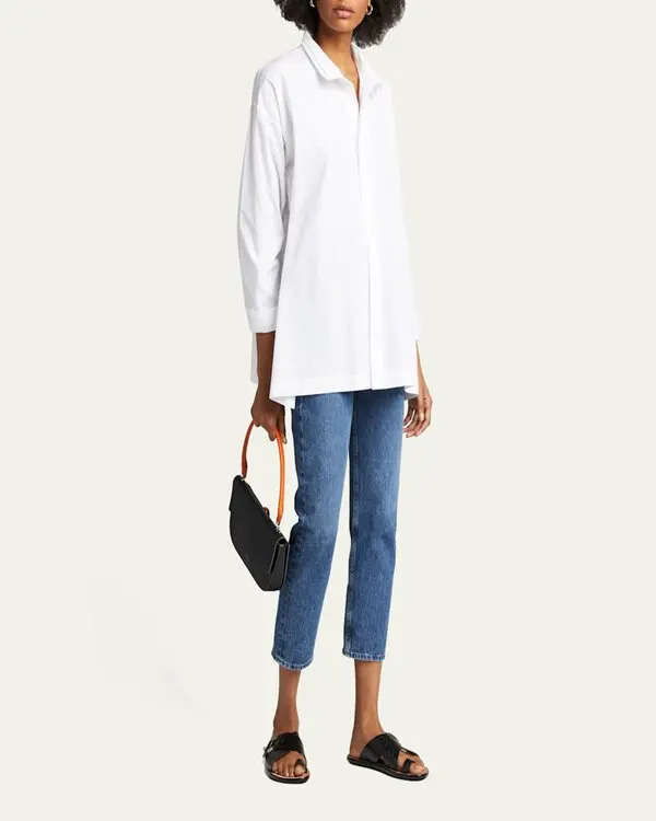 Eskandar Slim A-line Two Collar Shirt - White