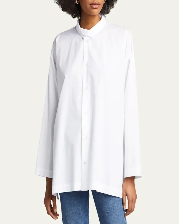 Eskandar Slim A-line Two Collar Shirt - White