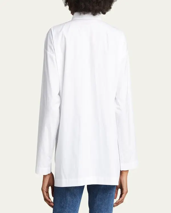 Eskandar Slim A-line Two Collar Shirt - White
