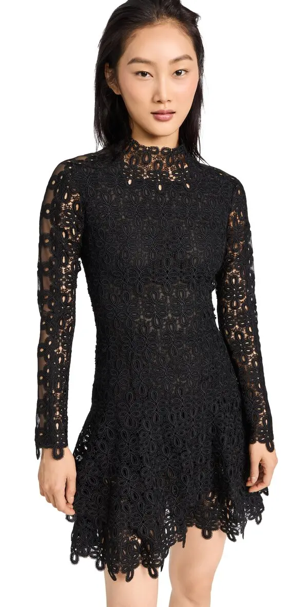Simkhai Lace Embroidered Mini Dress - Black | Editorialist