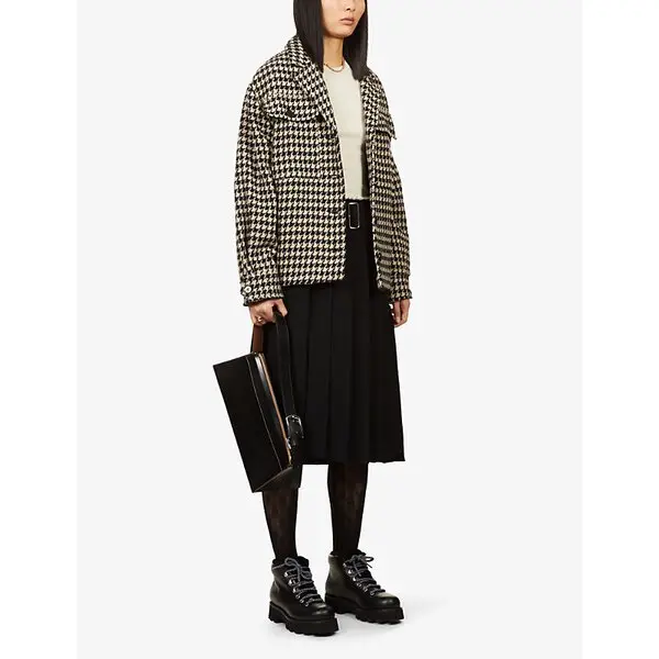 ANINE BING Houndstooth Flynn Houndstooth Woven Jacket