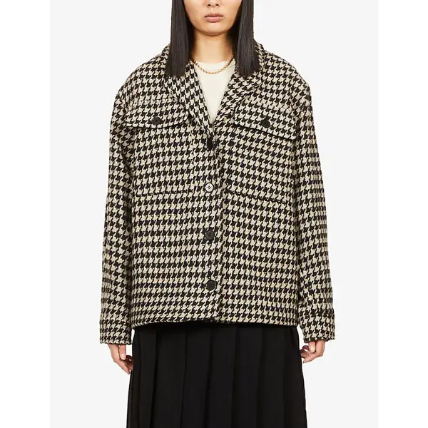ANINE BING Houndstooth Flynn Houndstooth Woven Jacket