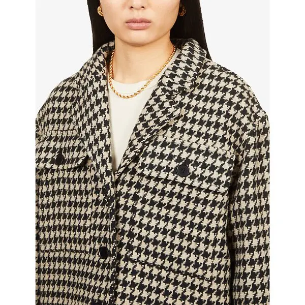 ANINE BING Houndstooth Flynn Houndstooth Woven Jacket