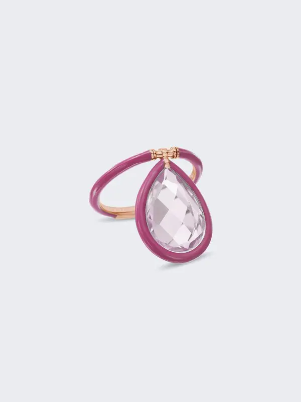 NINA RUNSDORF 18k Rose Quartz Flip Ring - Webster Pink And Rose Gold