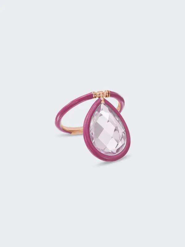 NINA RUNSDORF 18k Rose Quartz Flip Ring - Webster Pink And Rose Gold