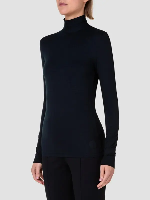 Akris Turtleneck Back Zip Top - Black