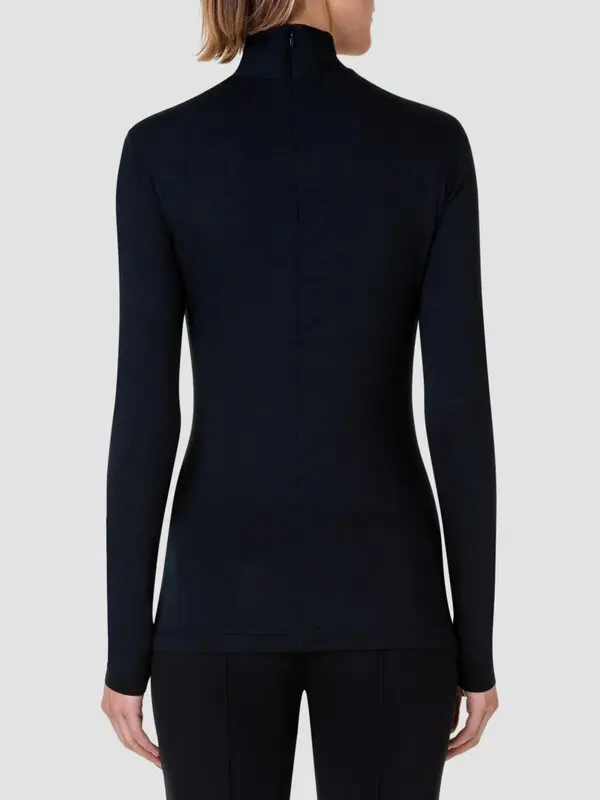Akris Turtleneck Back Zip Top - Black