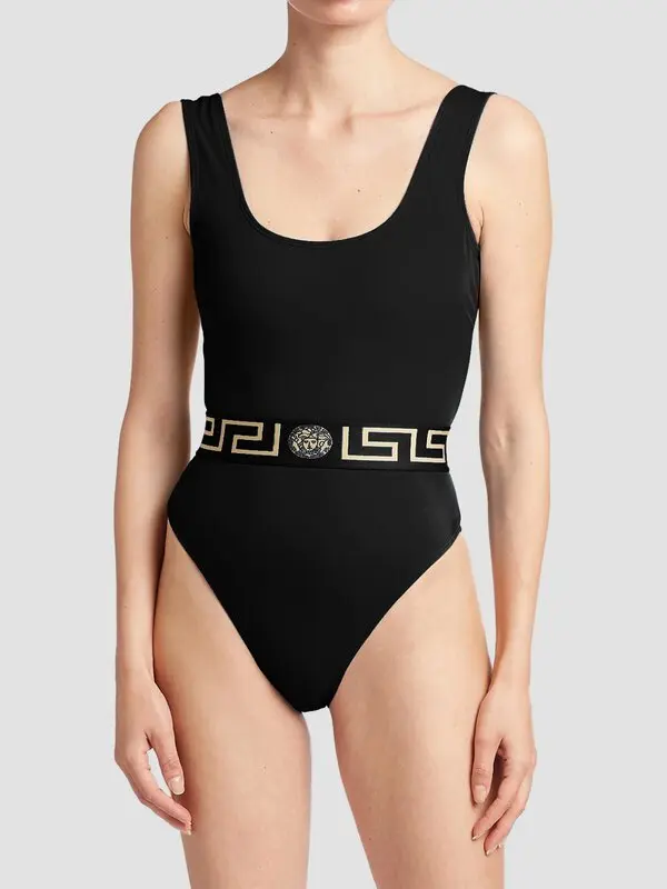 Versace Greek Key Belt One-piece Swimsuit