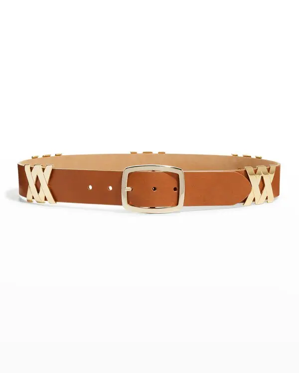 Streets Ahead Ryan Leather Belt In Tan/Gold - 30% Off  display picture 1