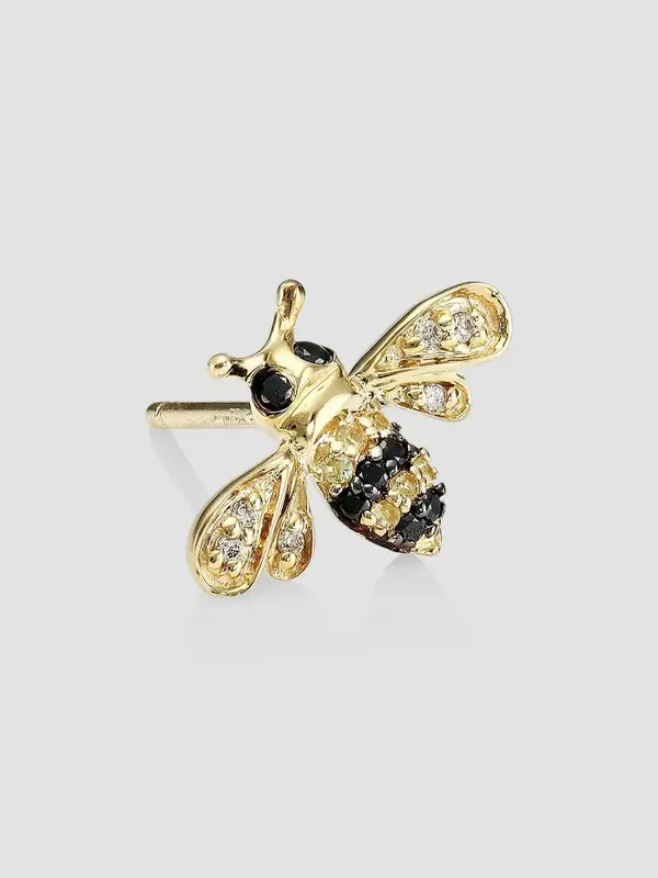 SYDNEY EVAN Two-tone Diamond, Yellow & 14k Yellow Bee Single Stud Earring - One-color