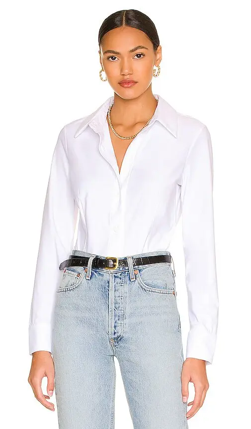 Commando Classic Button Down Bodysuit - White