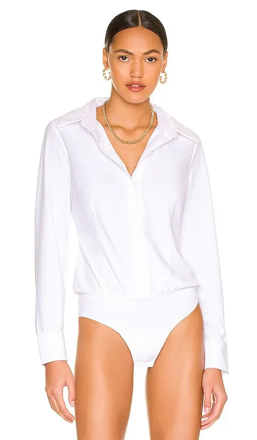Commando Classic Button Down Bodysuit - White