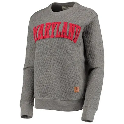 PRESSBOX Maryland Terrapins Moose Applique Quilted Pullover Sweatshirt