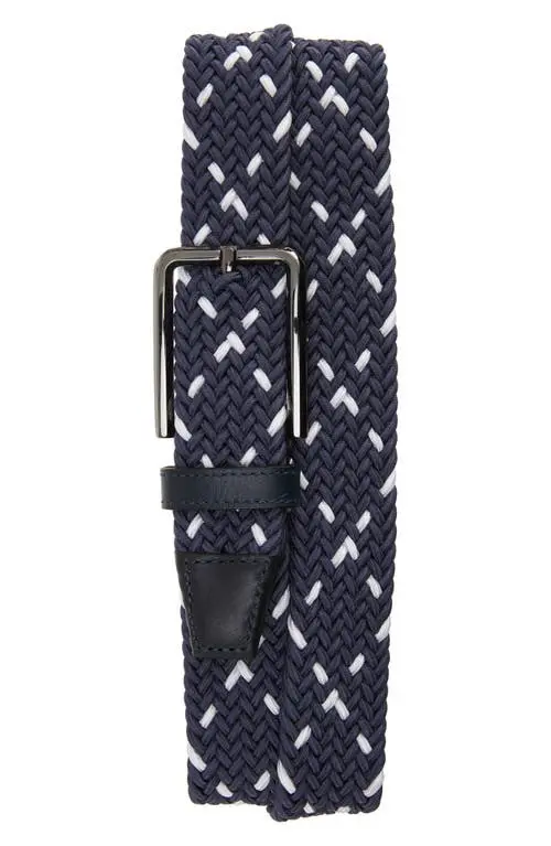 Johnston & Murphy Woven Stretch Knit Belt - Navy/white