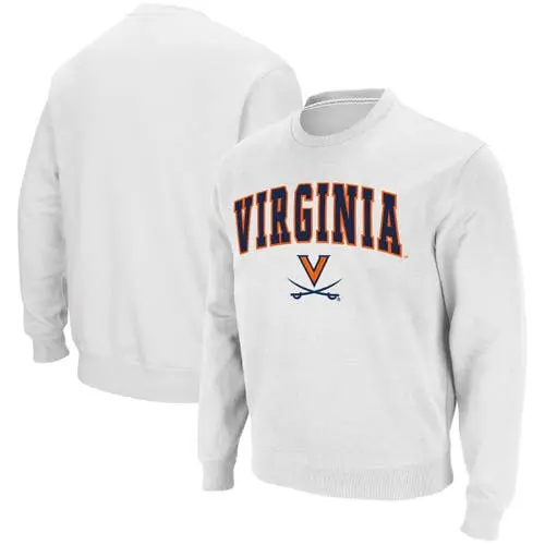 COLOSSEUM Virginia Cavaliers Team Arch & Logo Tackle Twill Pullover Sweatshirt - White
